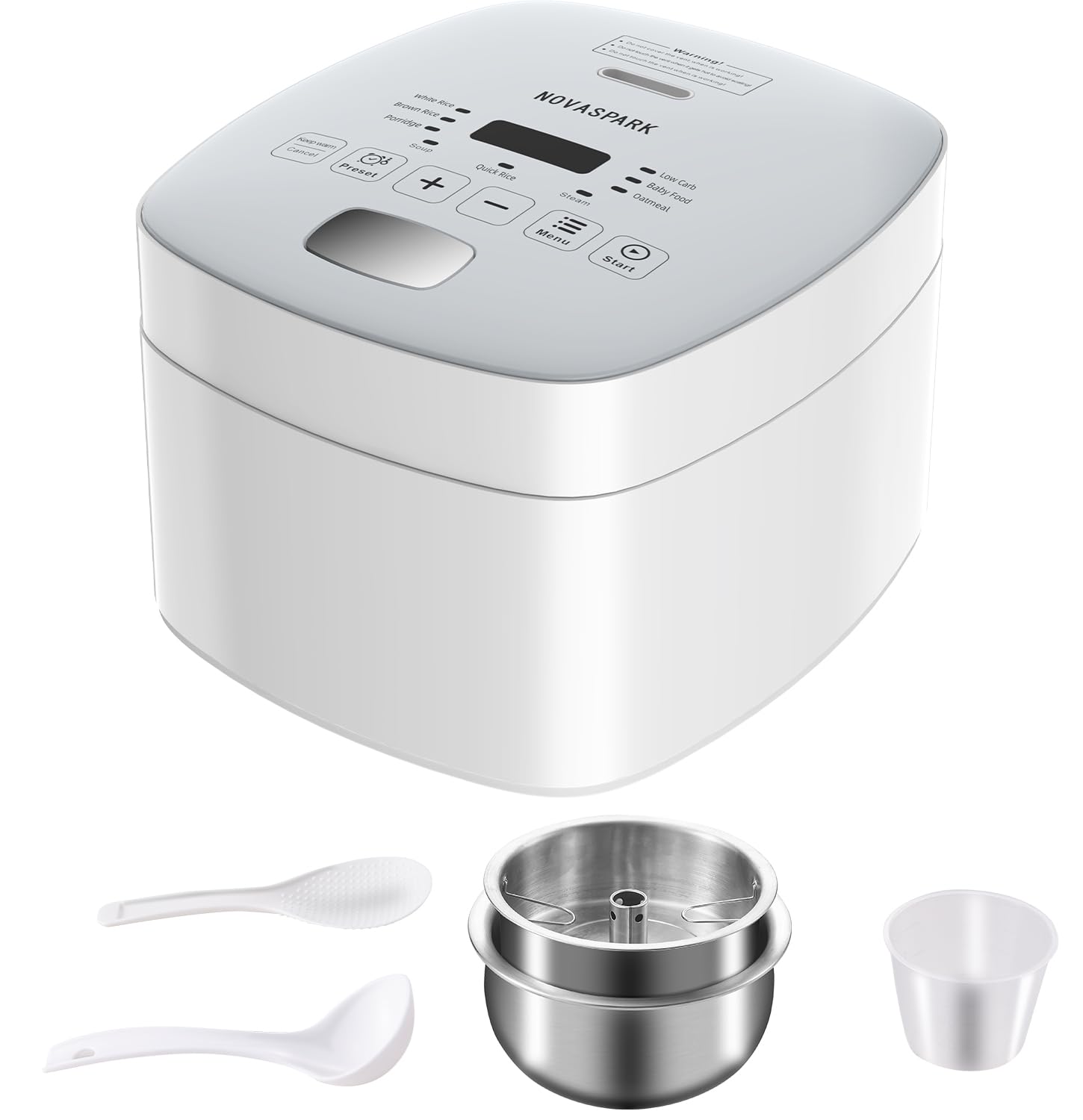 Novaspark Low Carb Rice Cooker Stainless Steel Inner Pot, Stainless ...
