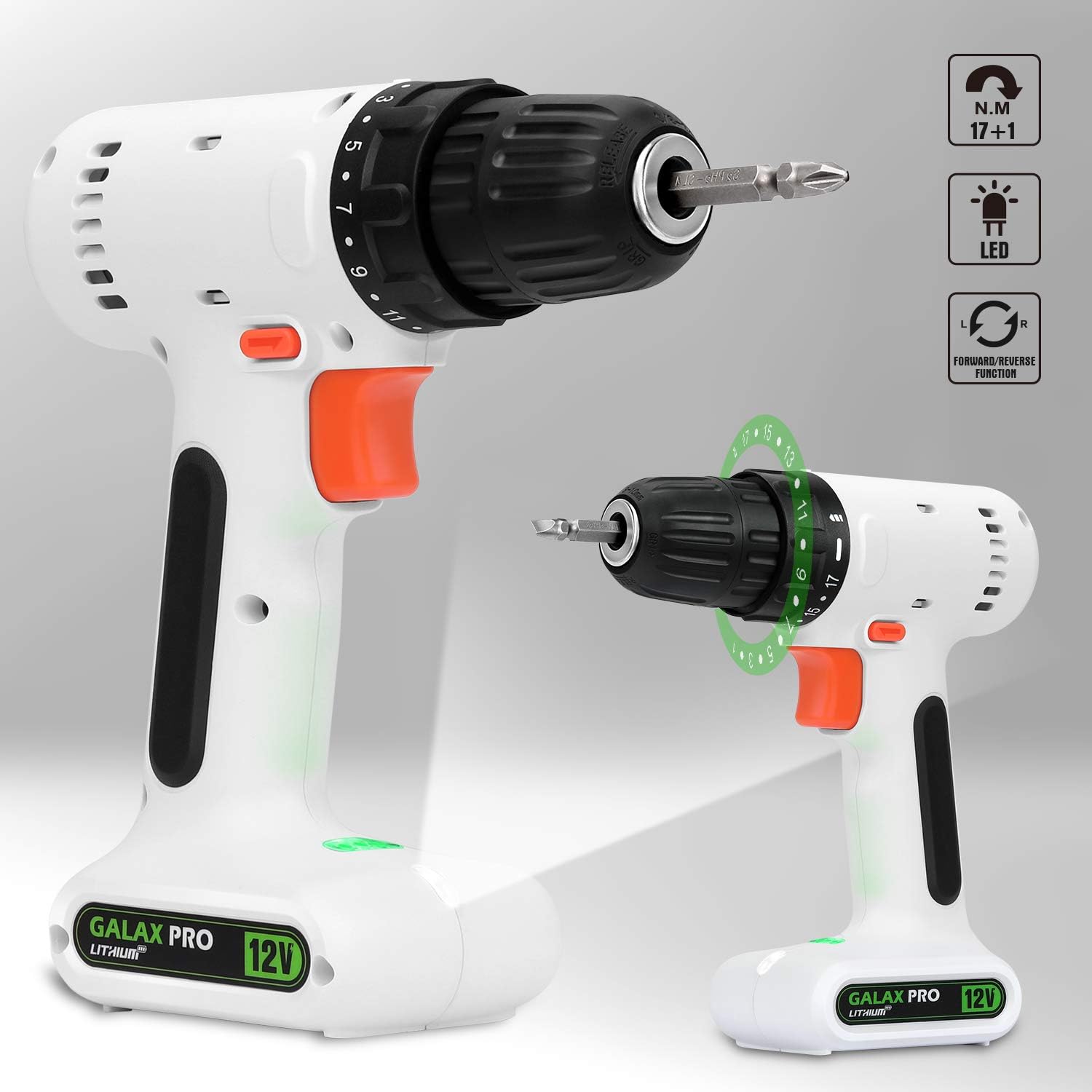 GALAX PRO Drill Driver, 12V Cordless Drill Driver, 10mm Keyless Chuck ...