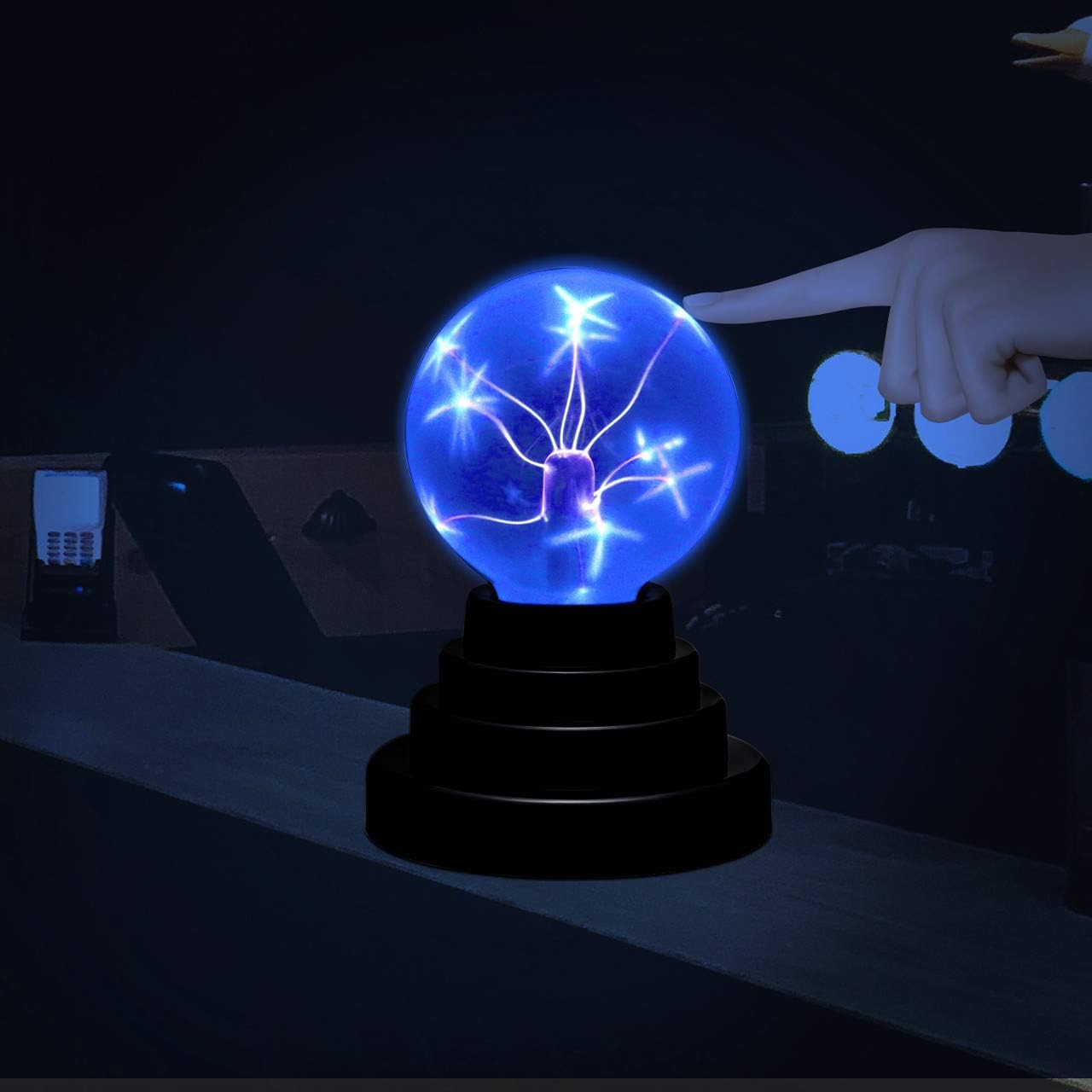 Mangsen Blue Light Plasma Ball Magic Touch Sensitive 3 Inch USB/Battery ...