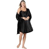 Amoureuse Women's Plus Size The Luxe Satin Long Peignoir Set Pajamas at ...