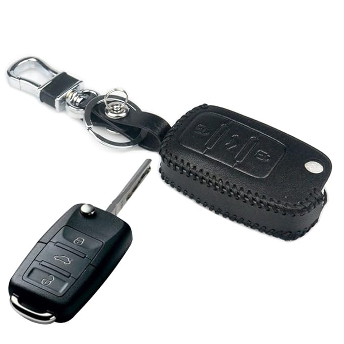 Cuero funda para Llave VW Volkswagen Tiguan Vento Jetta Passat Beetle ...