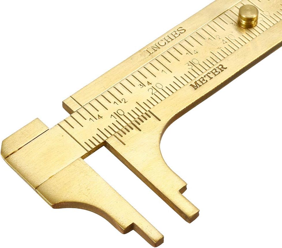 sourcing map Vernier Caliper 10cm 4 Inch Metric Double Scale Copper ...
