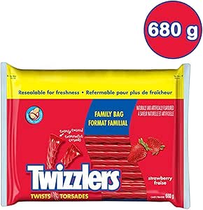 TWIZZLERS Licorice Candy, Strawberry Twists, Family Bag, 680 Gram ...