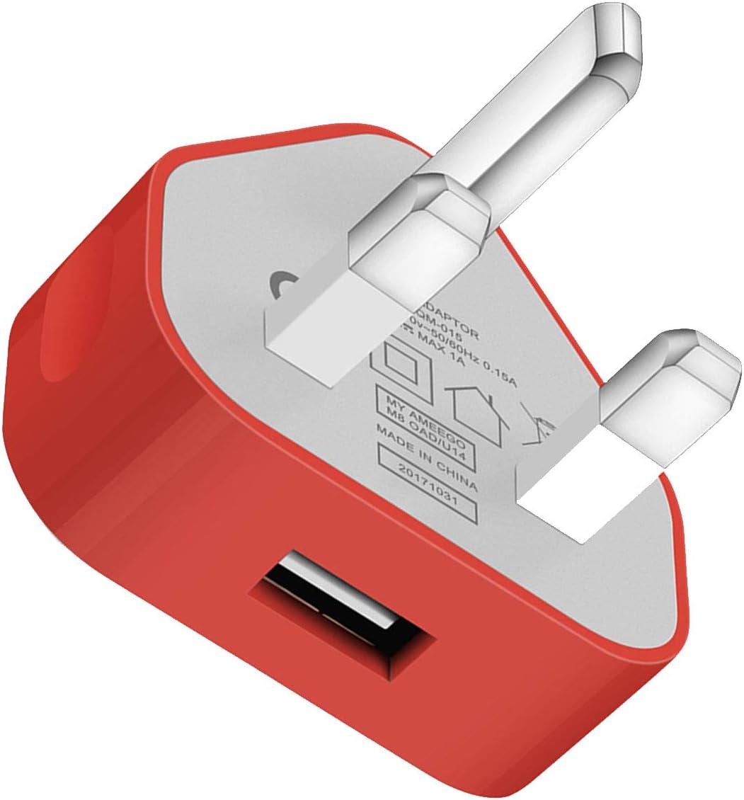 3 Pin Plug USB Mains Charger Adapter 1AMP 1000mAh Fast Speed Universal ...