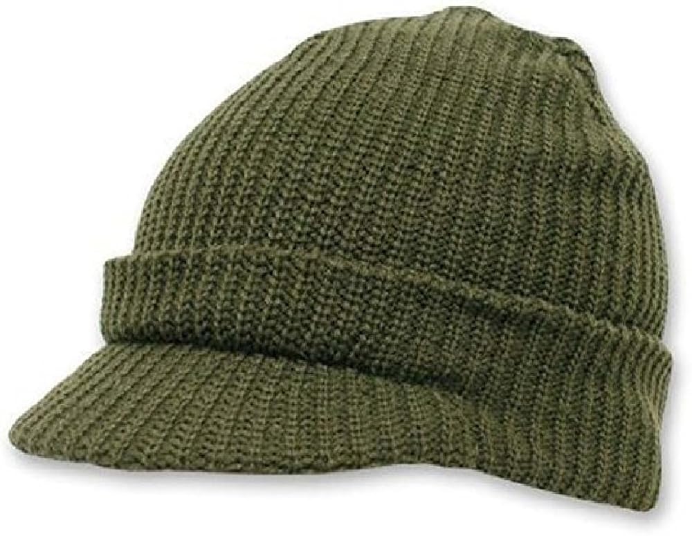 Army Green Olive Drab OD Radar Billed Beanie Stocking Cap Hat Winter ...