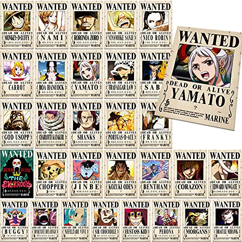 30 Pcs One Piece Wanted Poster, 29cm*20cm One Piece Anime Poster ...