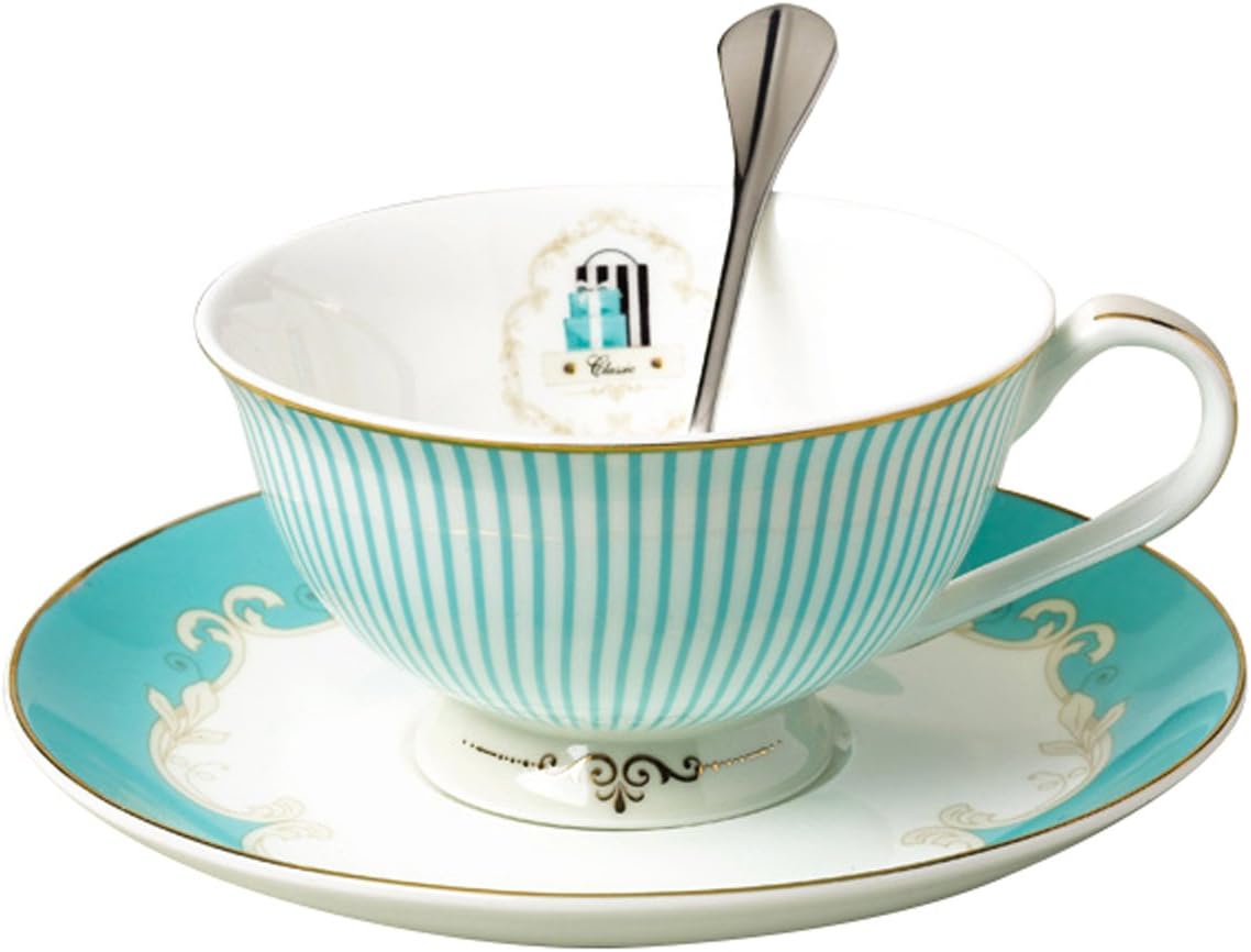 Amazon.com | Jsaron China Vintage Procelain Navy Blue Teacup Spoon and ...