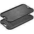 Amazon.com: Lodge Pre-Seasoned Cast Iron Reversible Grill/Griddle With ...