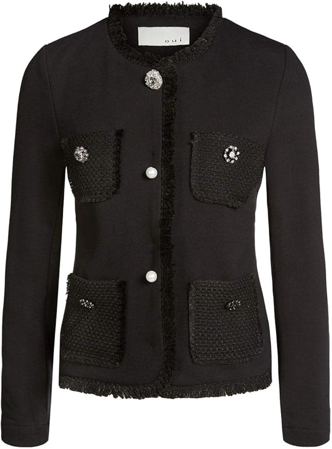 Oui Black Chanel Style Jacket: Amazon.co.uk: Clothing