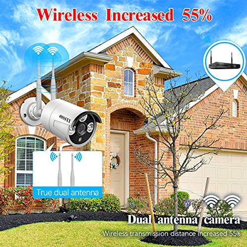 (90 Days Storage & Dual Antennas for WiFi Enhanced) AI Human Detected 2K 3.0MP Wireless Security ...