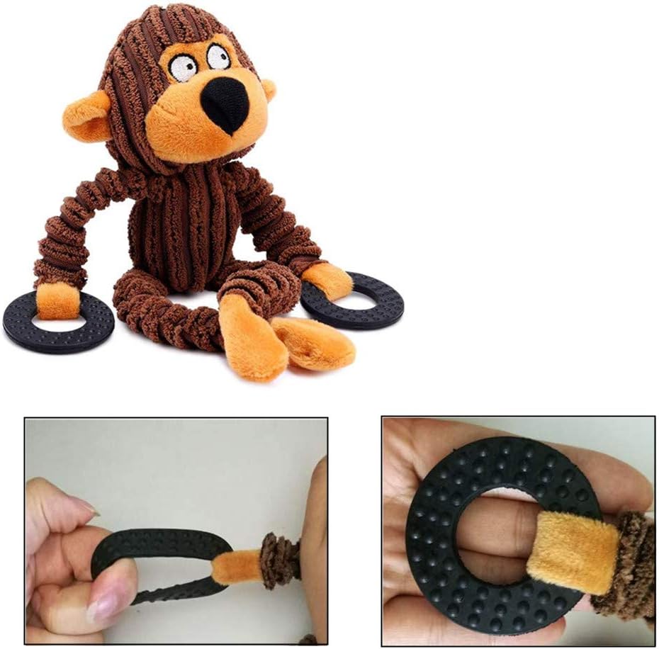NA 1Piece Monkey Dog Squeaky Toy Plush Chew Toy with Rubber Ring for ...