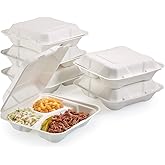 Amazon.com: Stock Your Home 9x9 Clamshell Take Out Boxes (25 Pack) Large 3-Compartment Foam Food ...