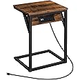 Amazon.com: HOOBRO C-Shaped End Table with Charging Station, Narrow Sofa Side Table for Small ...