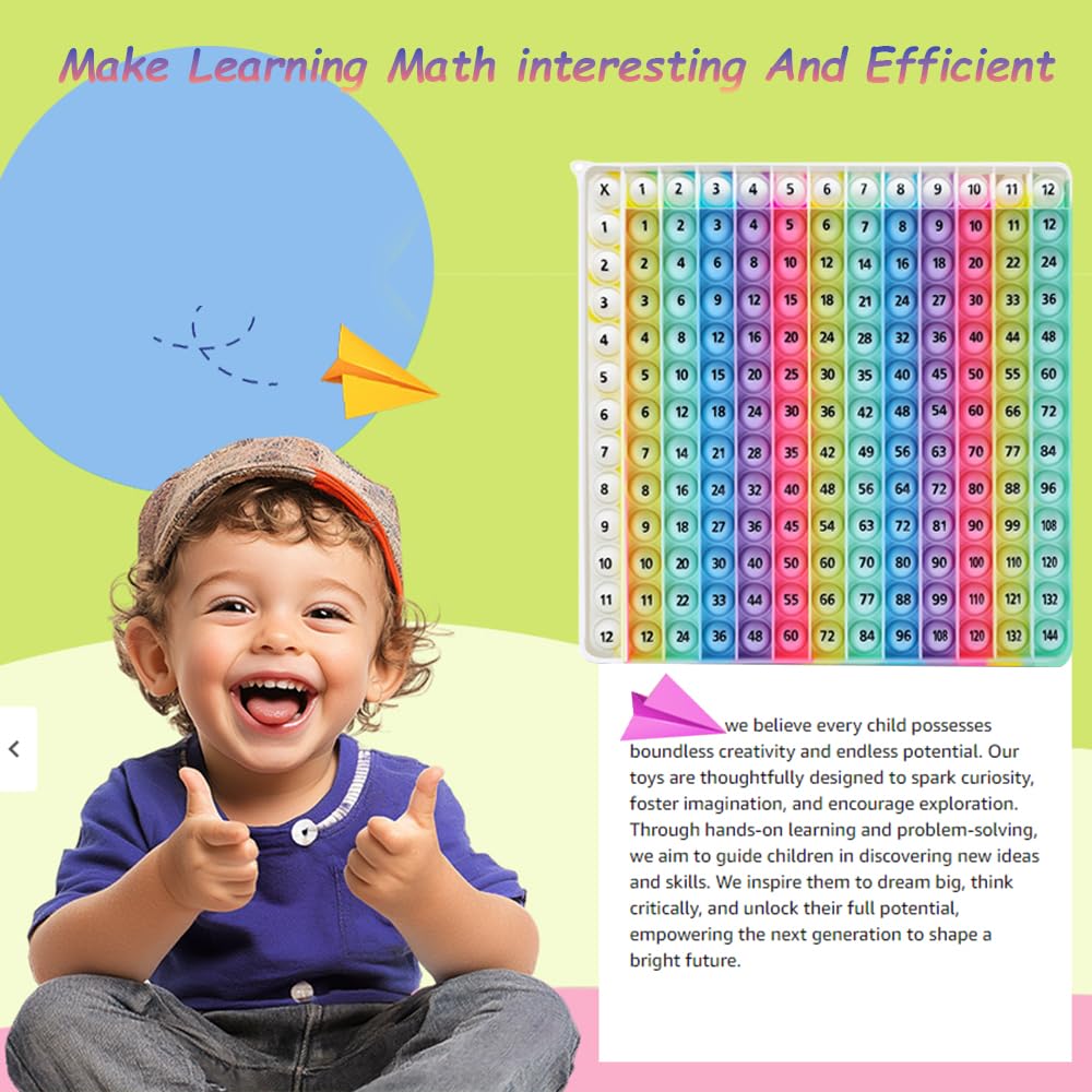 Rainbow Multiplication Table Pop Fidget Toy, Educational Math Learning ...