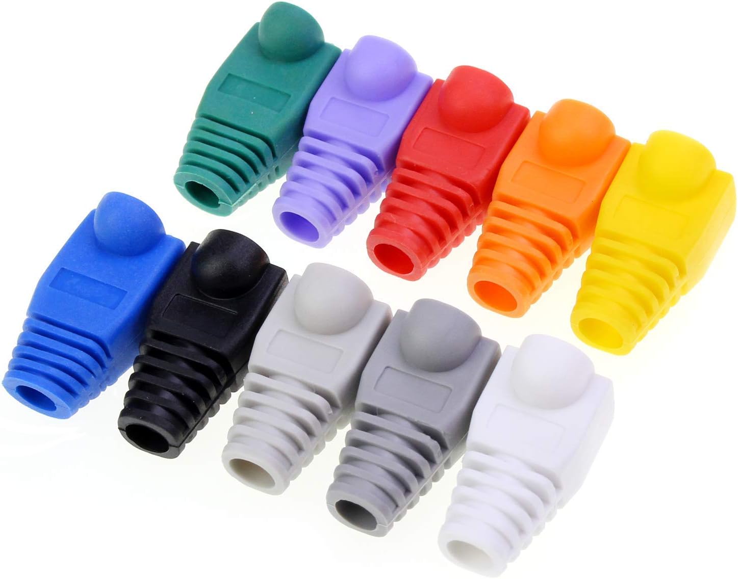 ALLNICE 10 Color 100PCS RJ45 Boots Cover Soft Plastic Ethernet Network ...