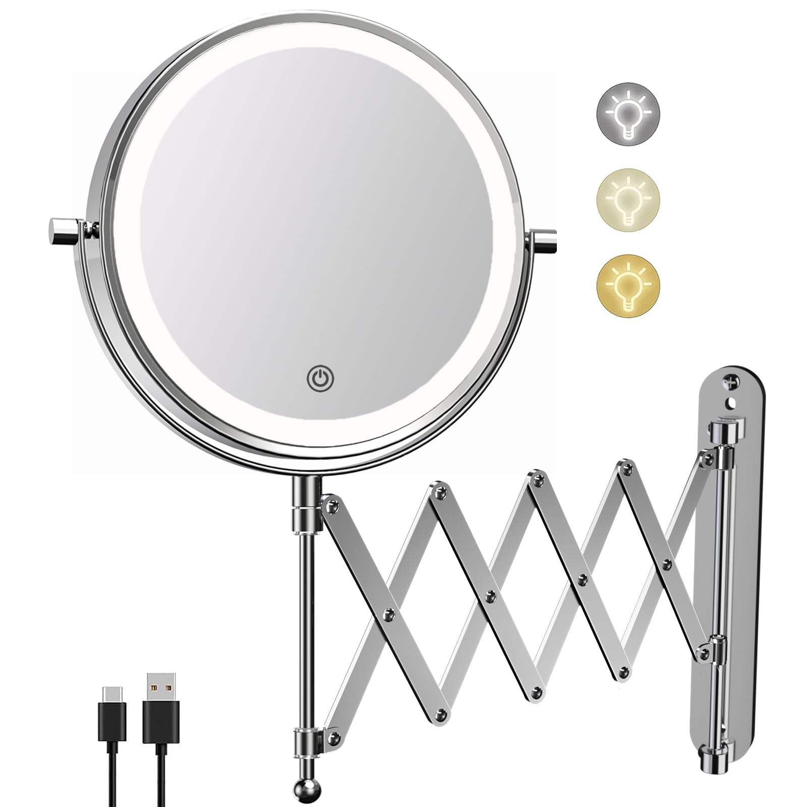 Mua Rechargeable Wall Mounted Makeup Mirror - 8 Inch Double Sided 1X ...