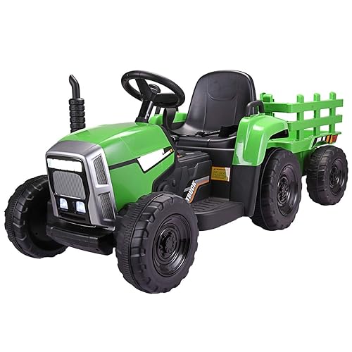 TOBBI 12v Kids Battery-Powered Toy Tractor-Green & Silver in Oman ...