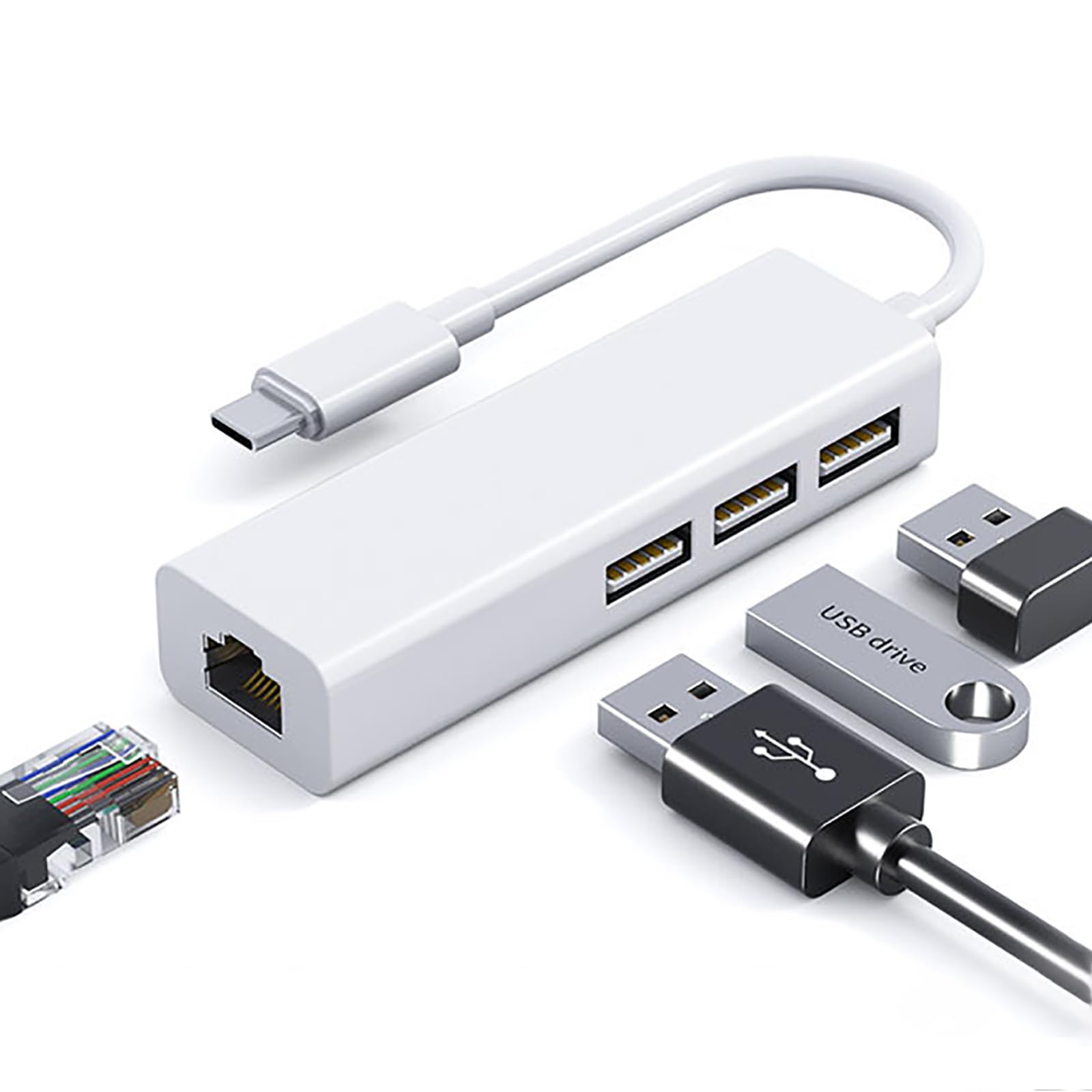 Mua USB C LAN 変換アダプター 4in1 USB C ハブ 有線LANアダプター USB2.0 to RJ45 10 ...