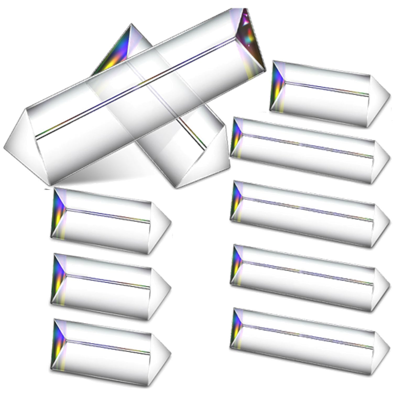 Syhood 10 Pack Clear Triangular Prisms Optical Glass Prisms Crystal ...