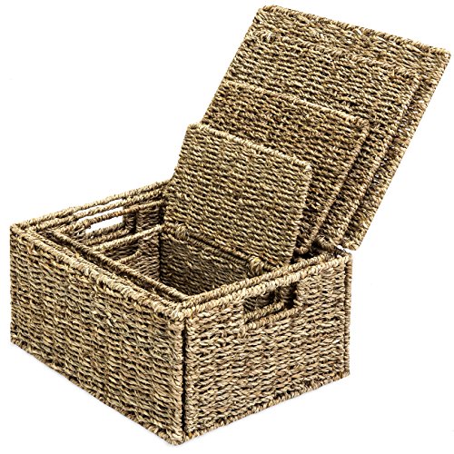 Best Choice Products Woven Seagrass Multi-Purpose Storage Box Baskets ...