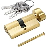 Solid Brass Door Lock Cylinder with 3 Brass Keys 90mm Storm Door Lock Replacement Brushed Nickel ...