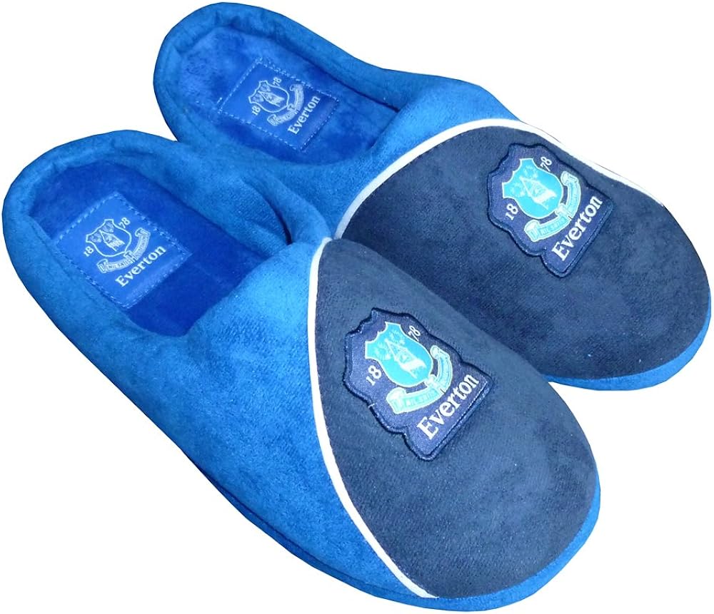Official Everton FC Football Slippers Mens UK 10 EUR 44 Blue: Amazon.co ...