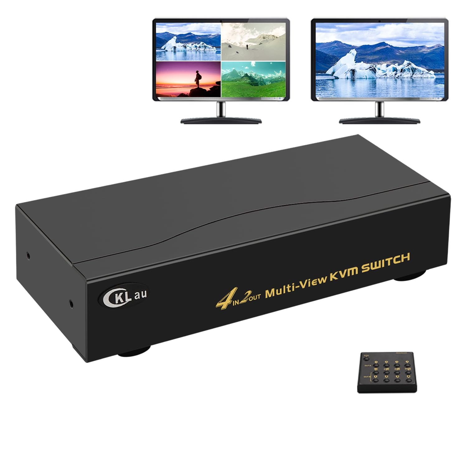 CKLau 4 Port Multi-view KVM Switch HDMI, HDMI Split KVM Switcher with Cables, Audio and 2 USB 3. ...