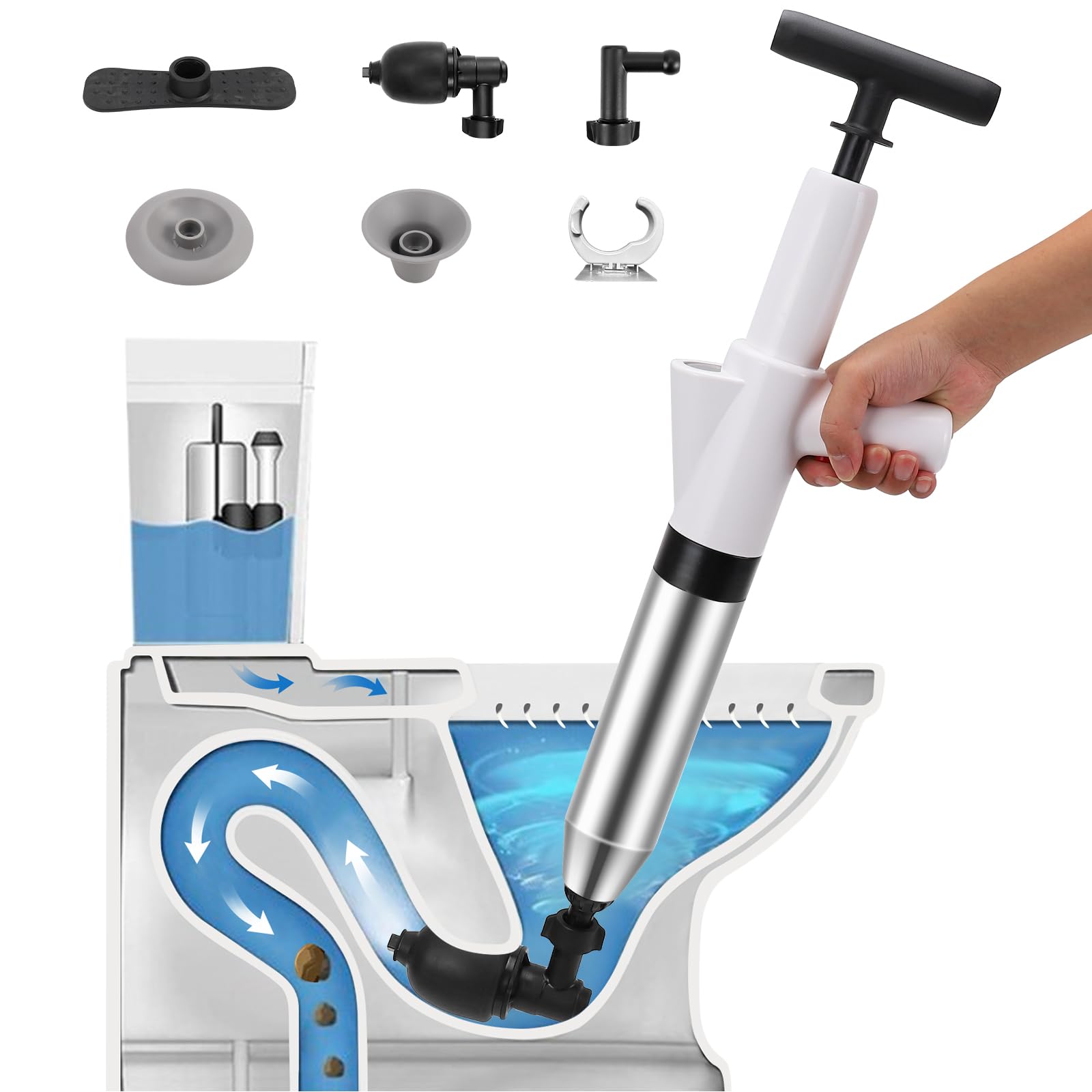 Raoaoqoon Toilet Plunger,Toilet Unclogger Tool, High Pressure Air Drain ...