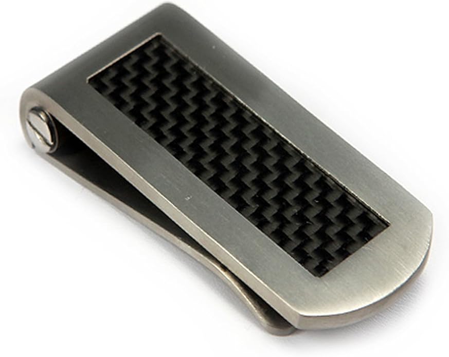 Titanium Money Clip w/Black Carbon Fiber Inlay: Amazon.co.uk: Jewellery