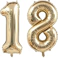 Amazon.com: 40 Inch Light Gold 18 Number Balloons White Gold Giant 18 ...
