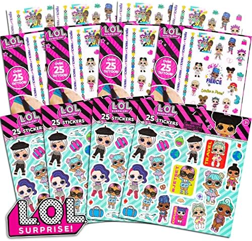 LOL Dolls Stickers and Tattoos Party Favor Set - 100 LOL Dolls Stickers ...