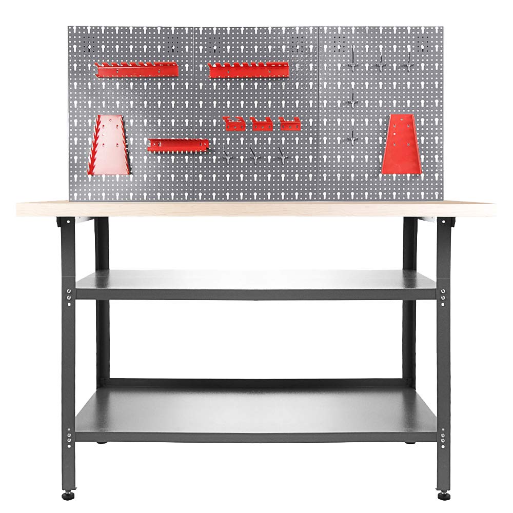 Ondis24 Werkstatteinrichtung 120 cm Werkbank Nobbi, Metall, Lochwand mit Hakensortiment ...