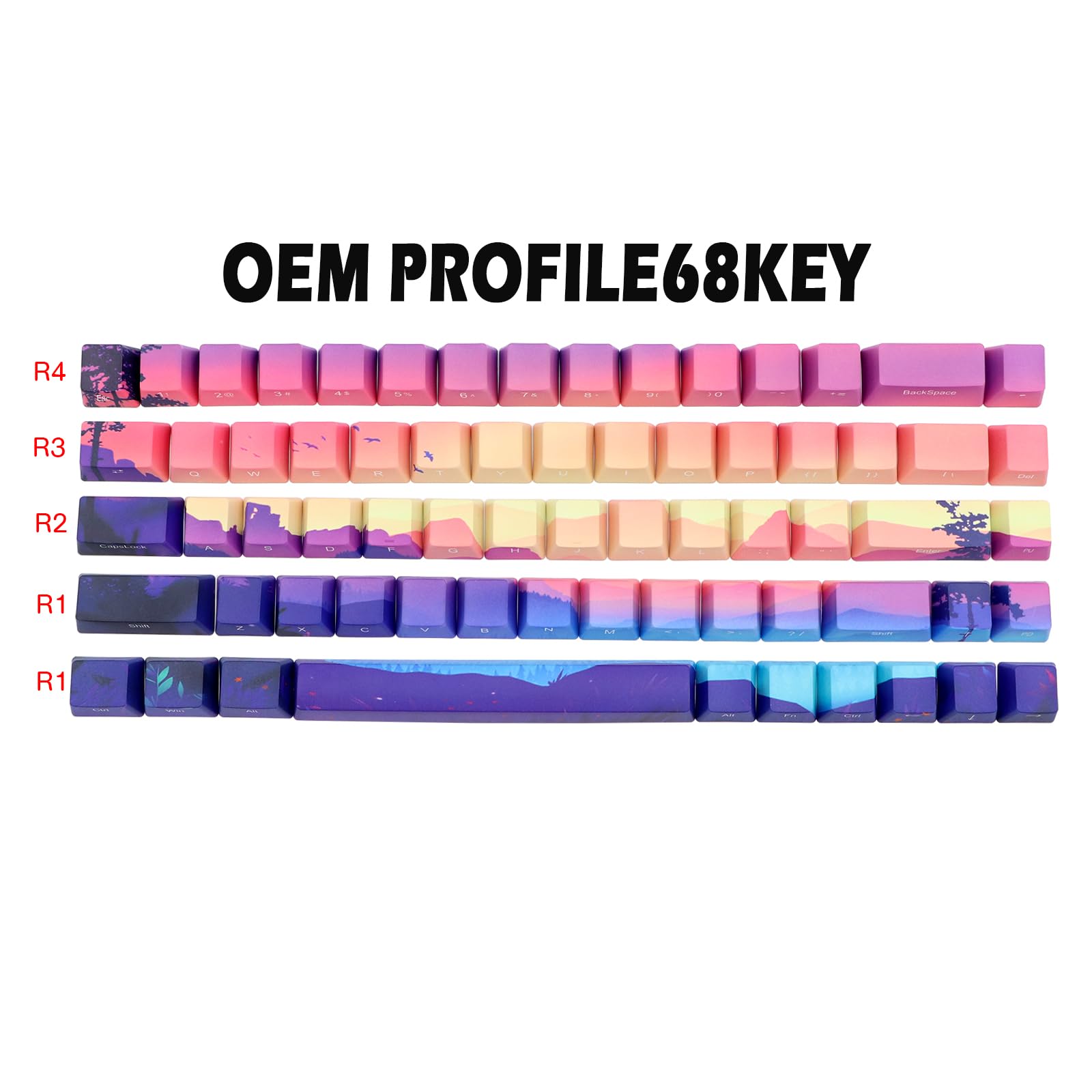 Mua JSJT Side Printed Keycap - Keycaps 65 Percent, 68 Keys Keycaps OEM ...
