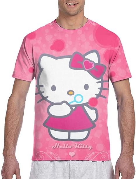 Hello Kitty Men's T-Shirt Perfect Crewneck Adult T-Shirt Funny ...