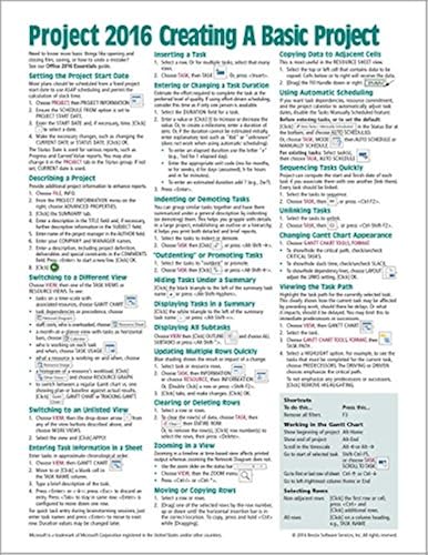 Microsoft Project 2016 Quick Reference Guide Creating a Basic Project ...