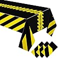 Amazon.com: Remagr 3 Pcs Construction Tablecloth Black Racetrack Party ...