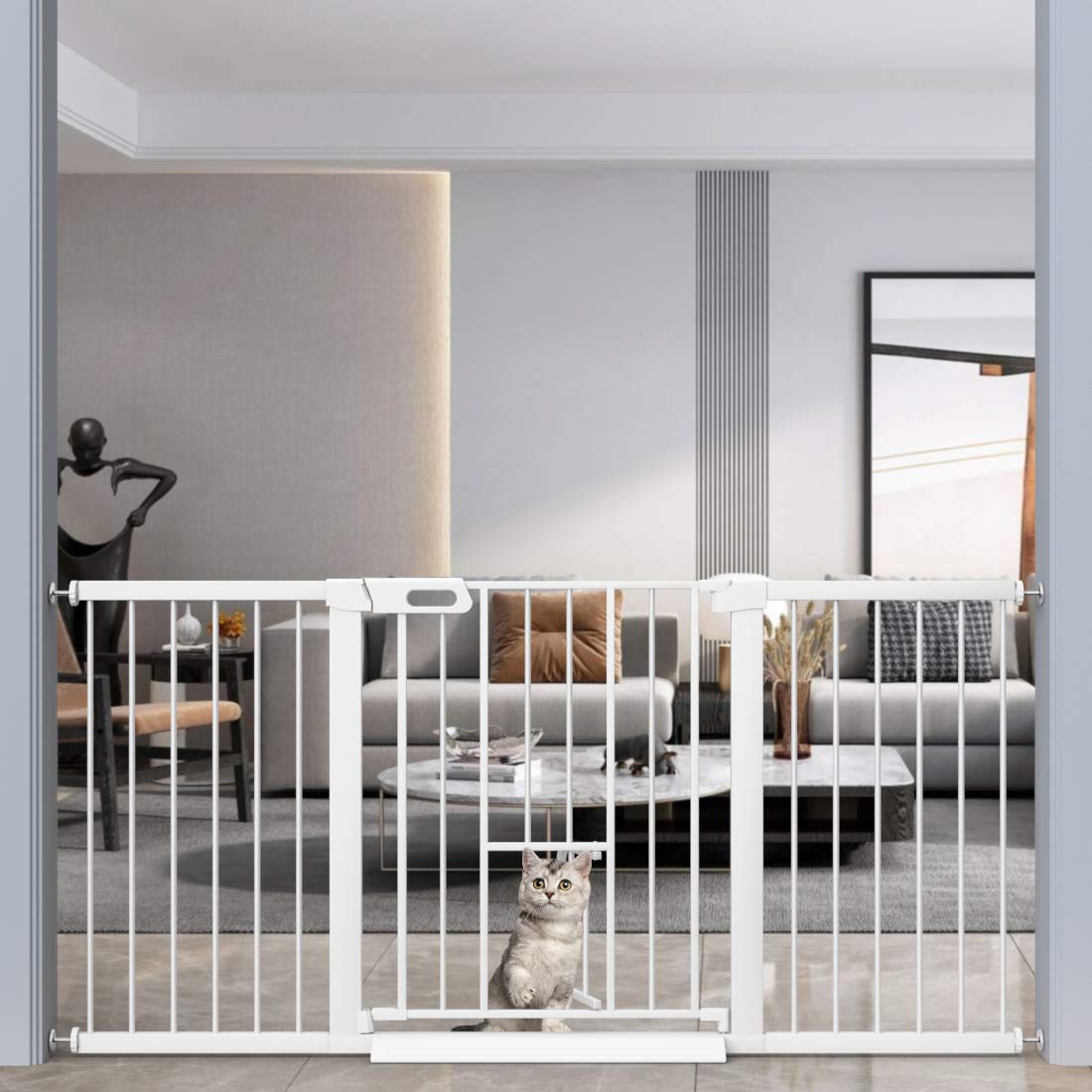 Fairy Baby Extra Wide Baby Gate with Small Cat Door - Walk Through ...