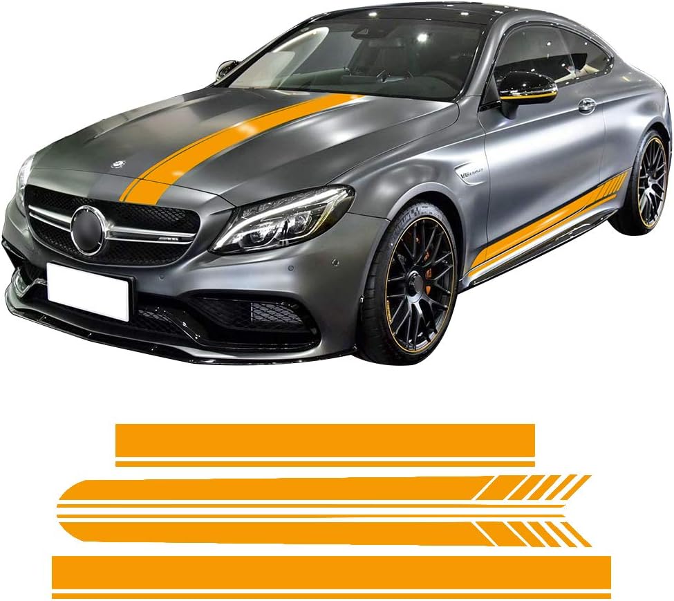 Amazon.com: Edition 1 Side Skirt Hood Roof Racing Stripe Yellow/Black ...