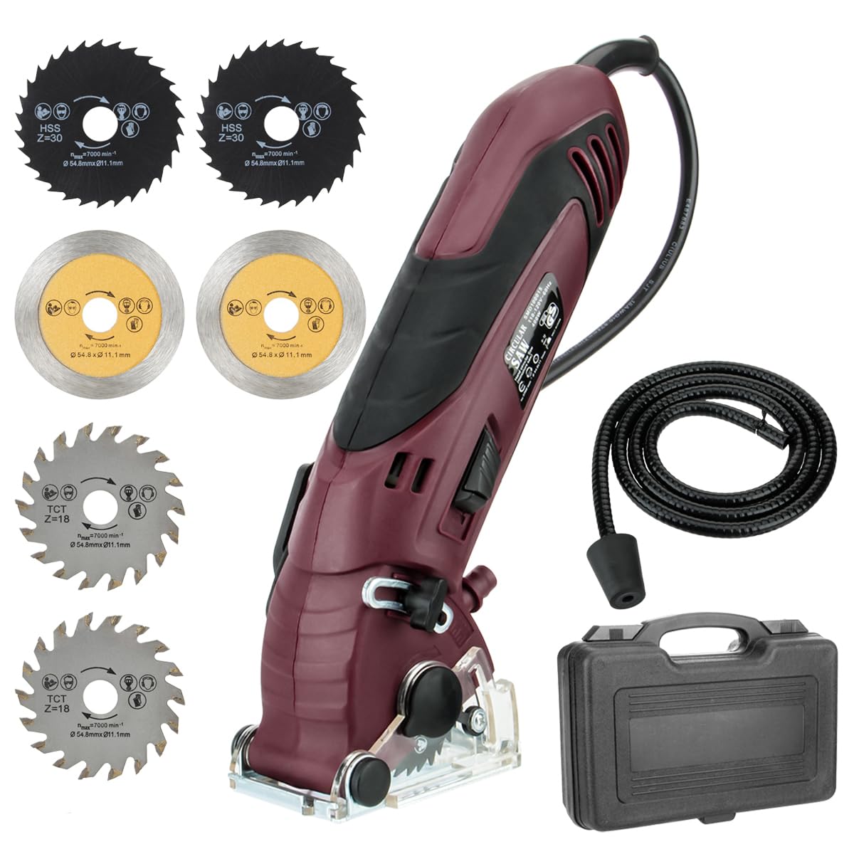 BRZOXIN Mini Circular Saw Set, Handheld Circular Saw Corded 3400RMP ...