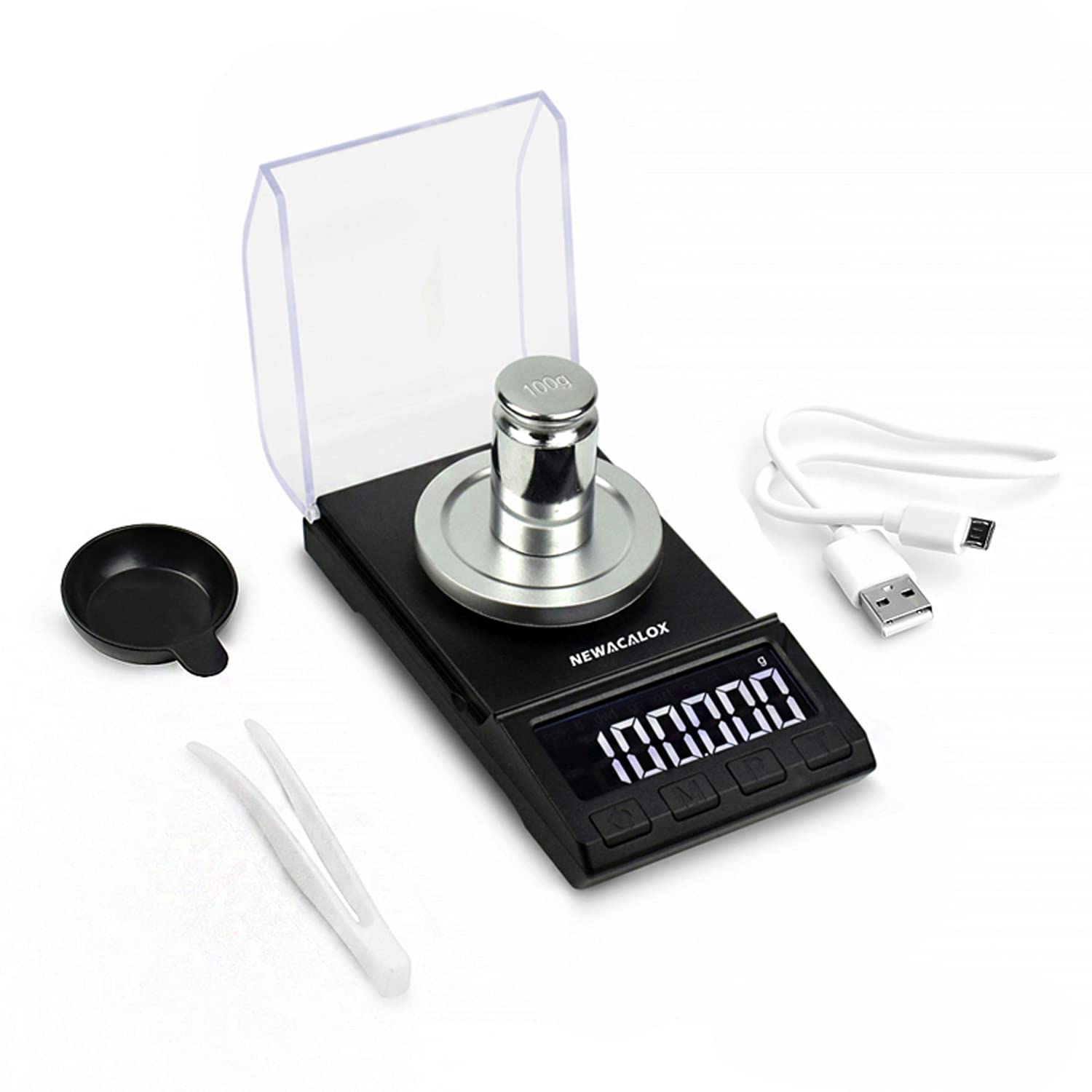 Milligram Scale with USB Supply, NEWACALOX Reloading Scale 100 x 0.001g ...