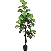 Amazon.com: Yepdin Faux Fiddle Leaf Fig Tree 6 FT - Artificial Ficus Tree with Tall Artificial ...