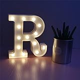 Up in Lights Decorative LED Alphabet White Wooden Letters - Letter R ...