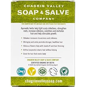 Chagrin Valley Soap & Salve Organic Natural Shampoo Bar - Ayurvedic Herb (2 Bars) - Black Hair ...