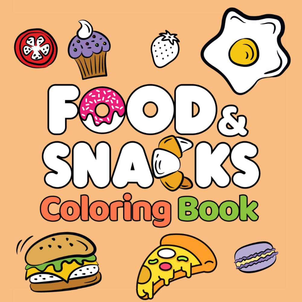 Mua Food & Snacks Coloring Book: Fun and Simple Drawings with Bold ...