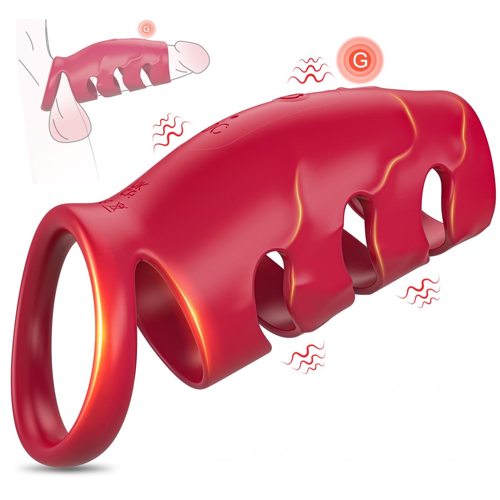 Vibrating Penis Sleeve Cock Ring, Couple Sex Toys for Men Penis Ring ...