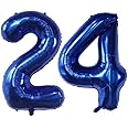 Amazon.com: 40 inch Navy Blue Number 24 Balloon ，Giant Large Aluminum ...