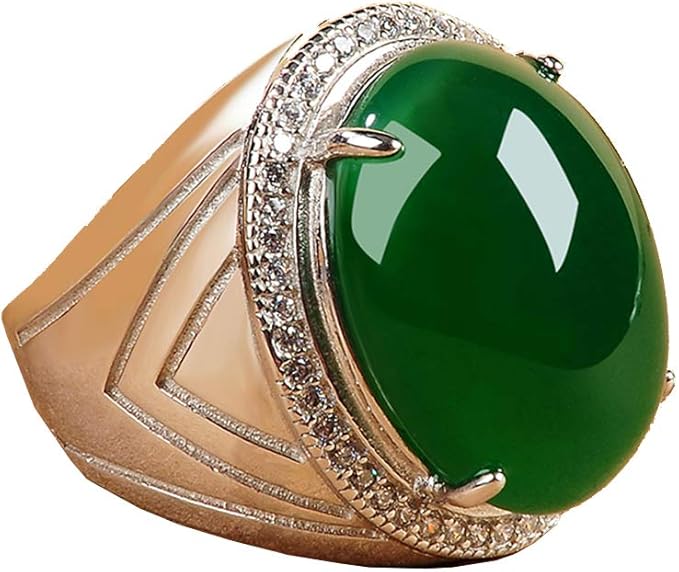 Green Jade Ring With 925 Sterling Silver Jadeite Jade Rings Jade ...