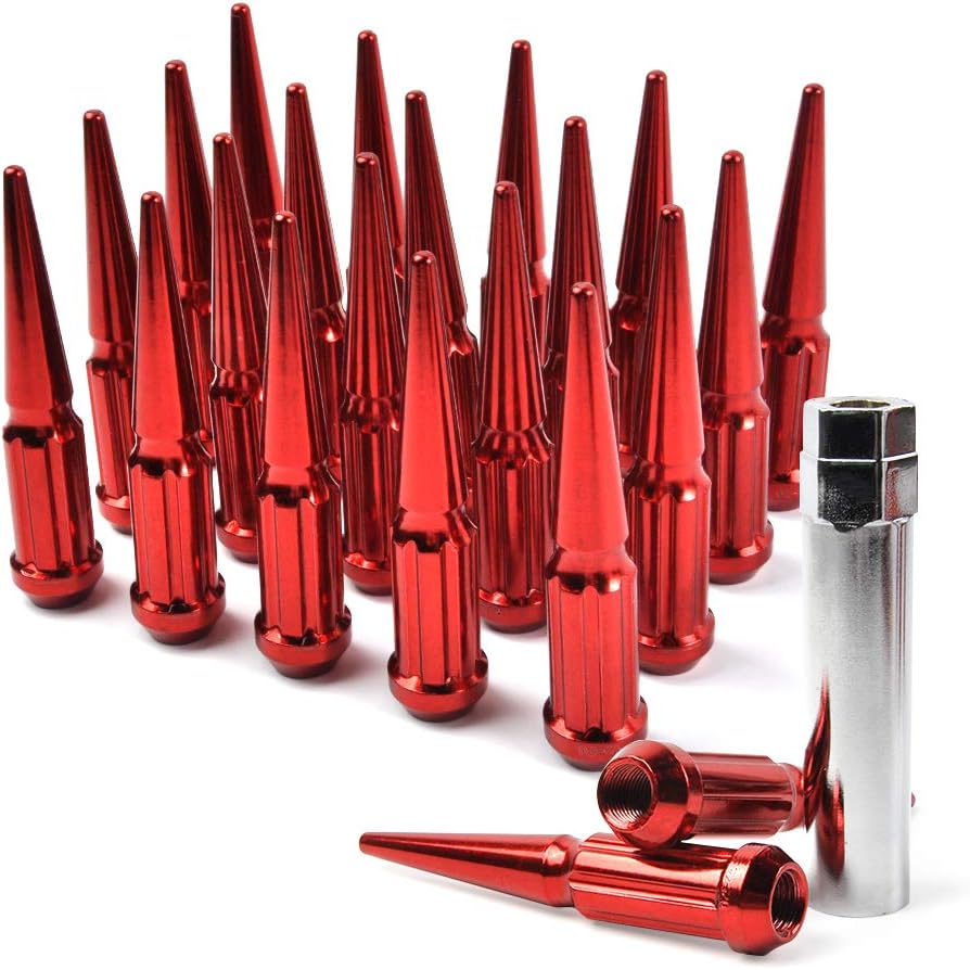 Amazon.com: MIKKUPPA 1/2-20 Wheel Spike Lug Nuts, 20pcs Chrome Spike Lug Nuts 1/2x20 Solid 4.4 ...