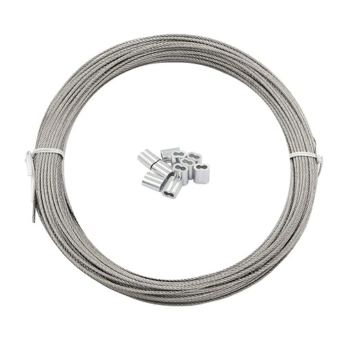 DGOL 100 ft 304 Stainless Steel Cable Wire Rope 1/16 inch (1.5 mm)， 92 ...