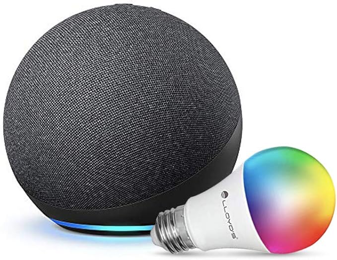 Nuevo Echo Alexa + Foco inteligente WiFi, Multicolor + Luz Blanca Fría ...